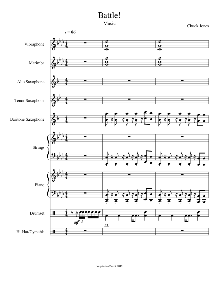 Battle Music Sheet music for Piano, Saxophone alto, Saxophone tenor ...