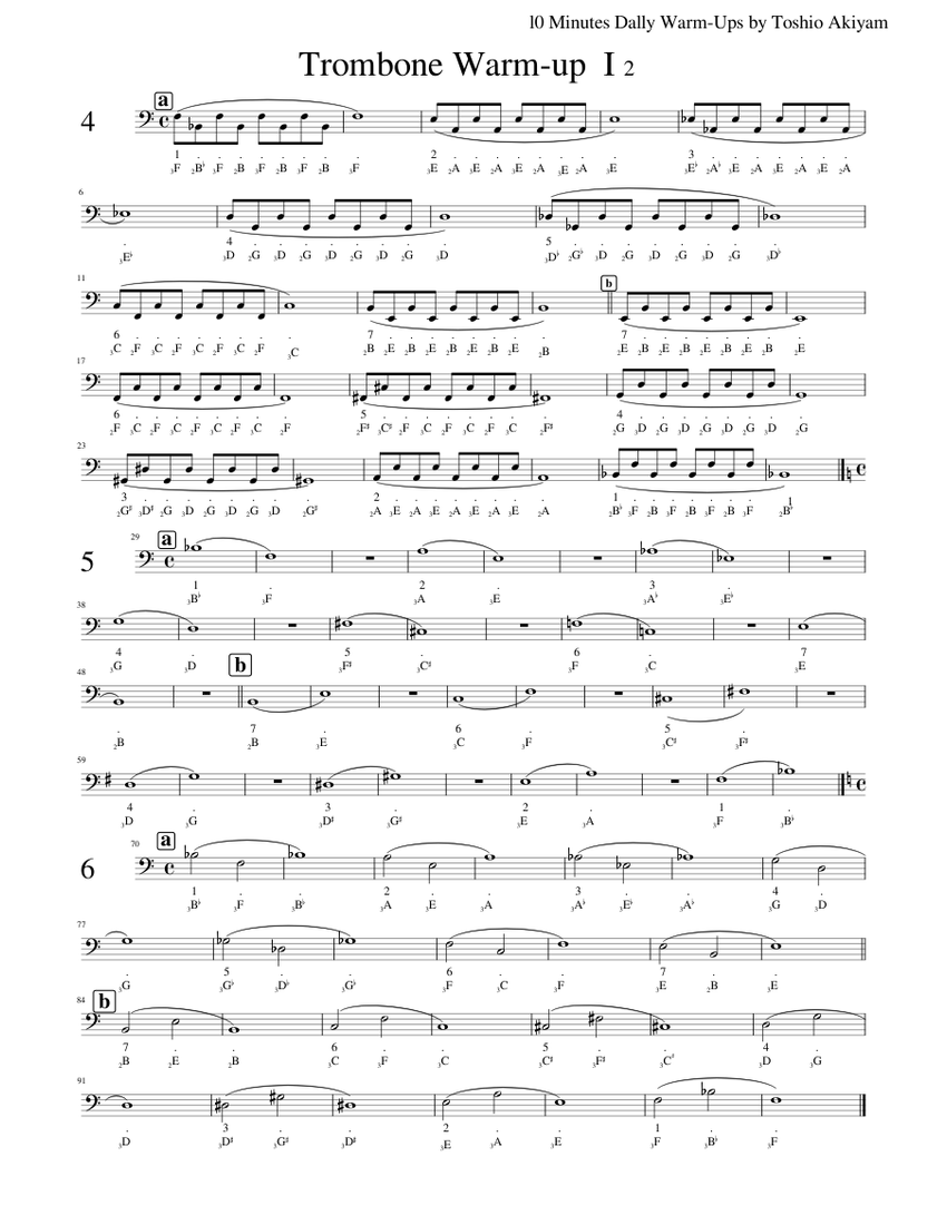 trombone warm-up i 2 Sheet music for Trombone (String Methods ...