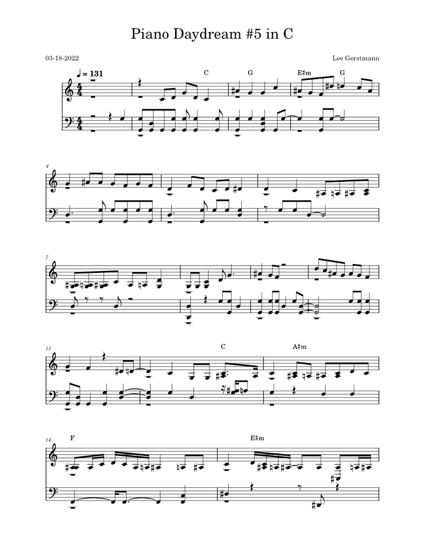 Piano Daydream #5 Sheet music for Piano (Solo) | Musescore.com