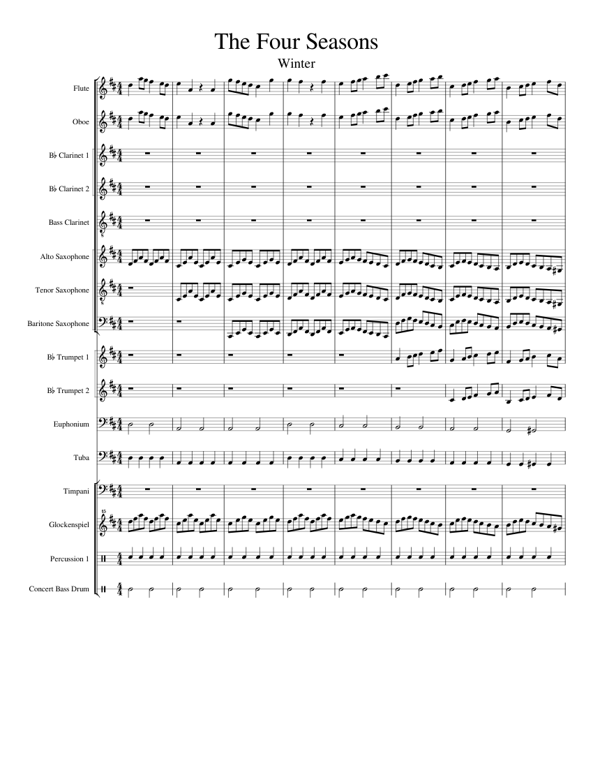 The Four Seasons: Winter Sheet music for Euphonium, Tuba, Flute, Oboe ...