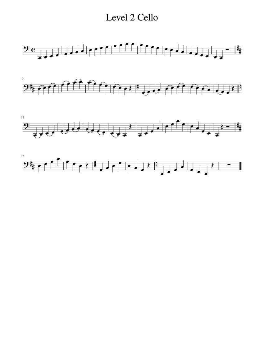 Level 2 Cello Sheet Music for Cello (Solo) | MuseScore.com