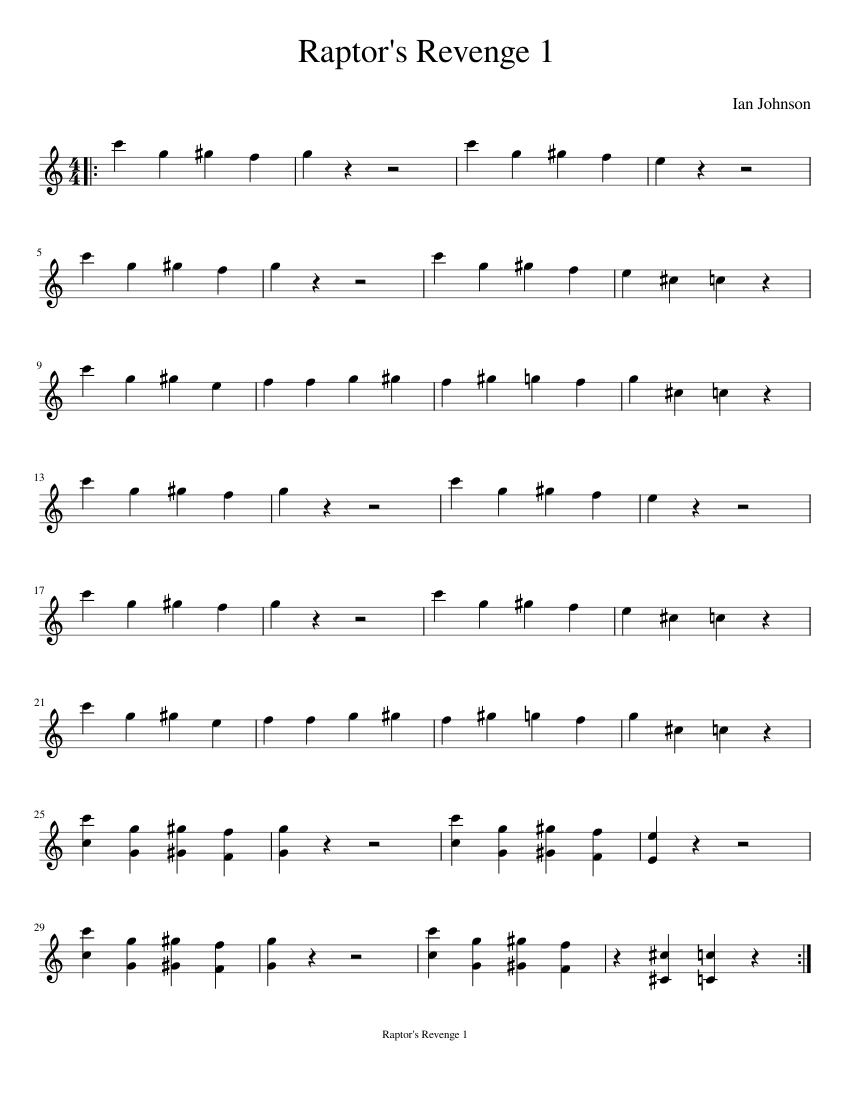 Raptor's_Revenge_1 Sheet music for Piano (Solo) Easy | Musescore.com