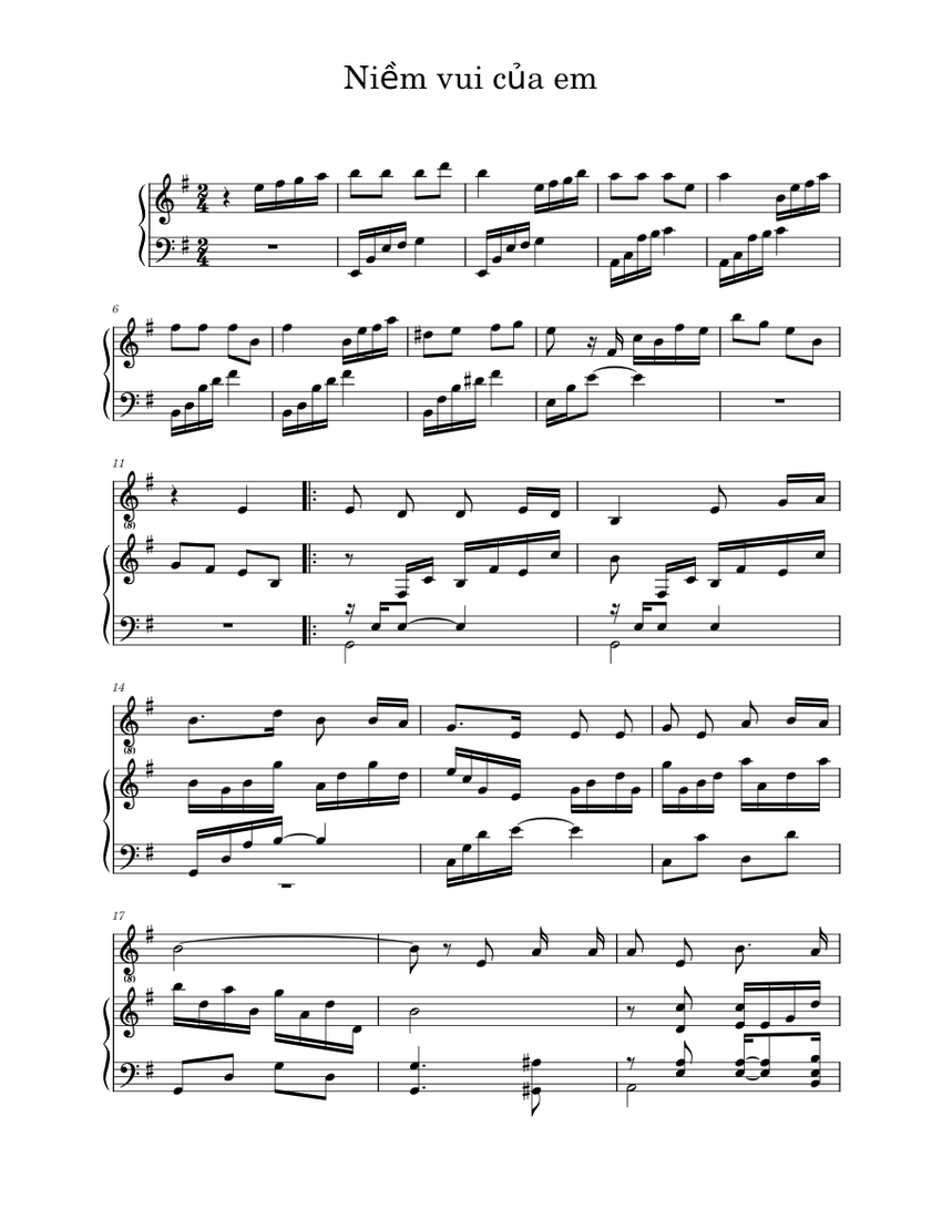 Niềm vui của em Sheet music for Piano, Vocals (Piano-Voice) | Musescore.com