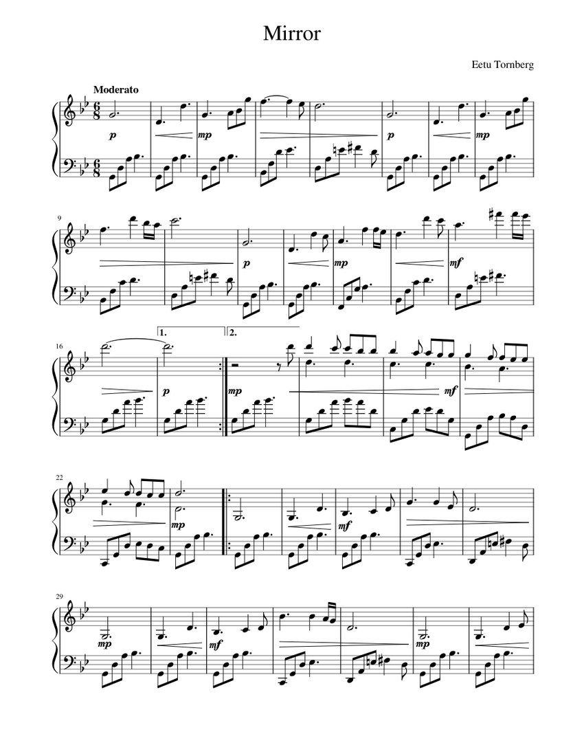 Mirror Sheet music for Piano (Solo) Easy | Musescore.com