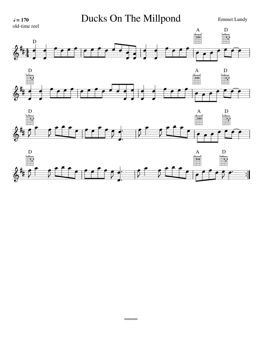 Ducks On The Millpond Sheet music for Violin, Guitar (Mixed Duet ...