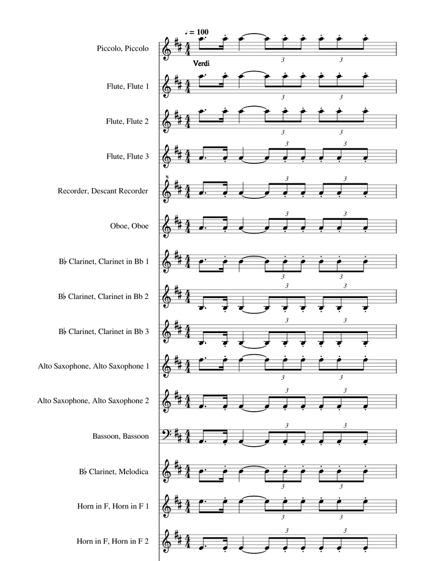 Grand March from Aida Sheet music for Piano, Trombone, Tuba, Flute ...