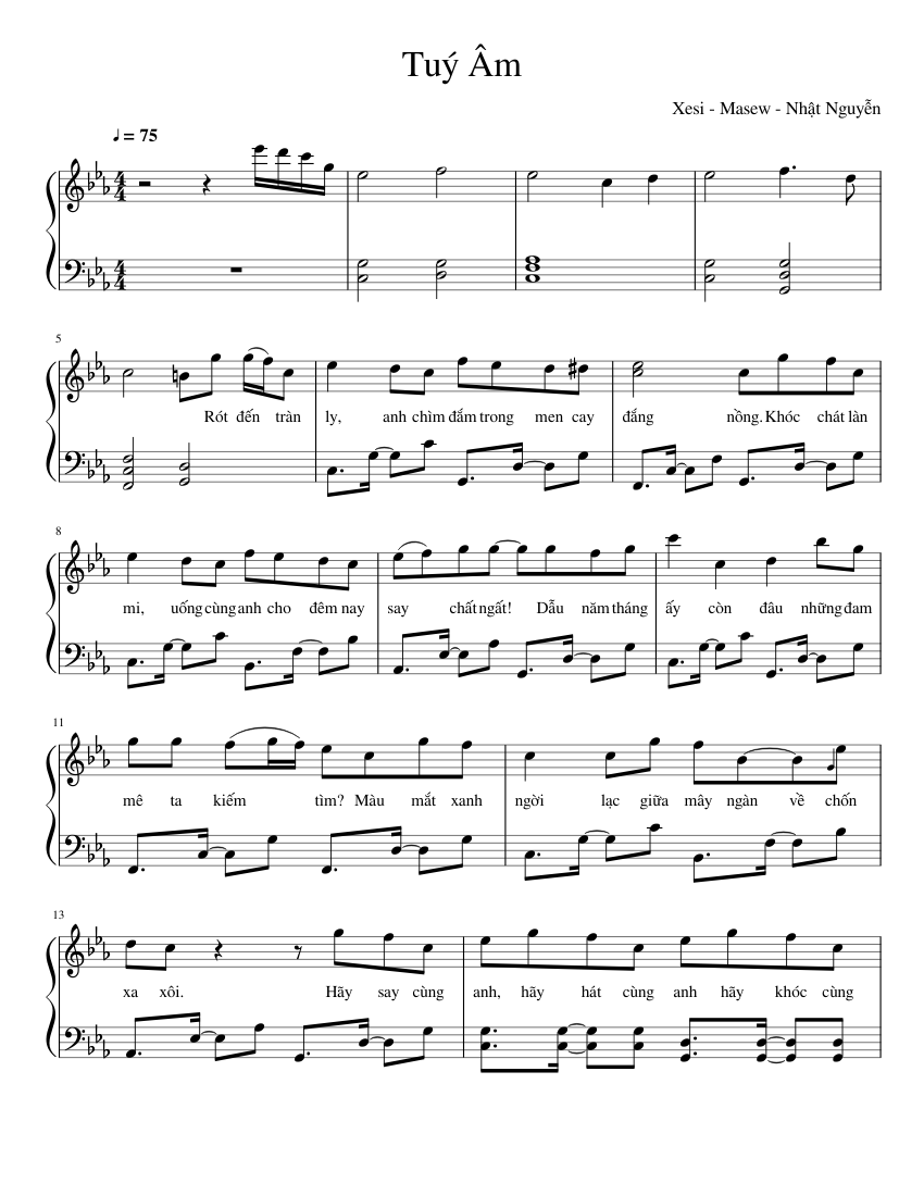 Túy Âm Sheet Music for Piano (Solo) | MuseScore.com