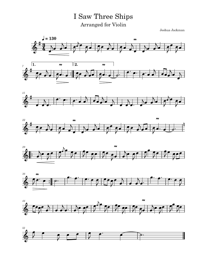 I saw three ships – Misc Traditional Sheet music for Violin (Solo ...