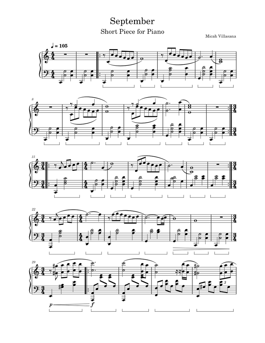 September Sheet music for Piano (Solo) | Musescore.com