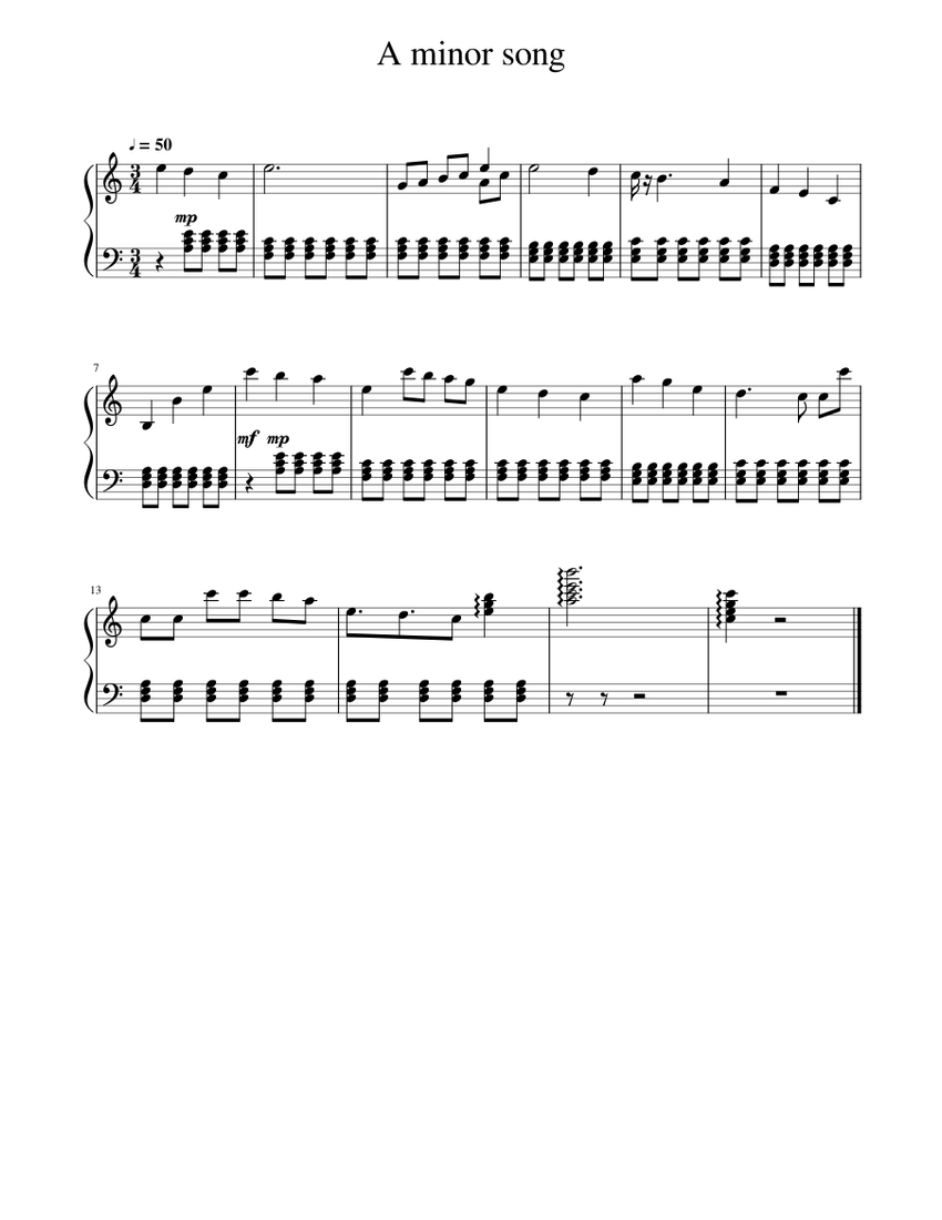 A minor song Sheet music for Piano (Solo) | Musescore.com