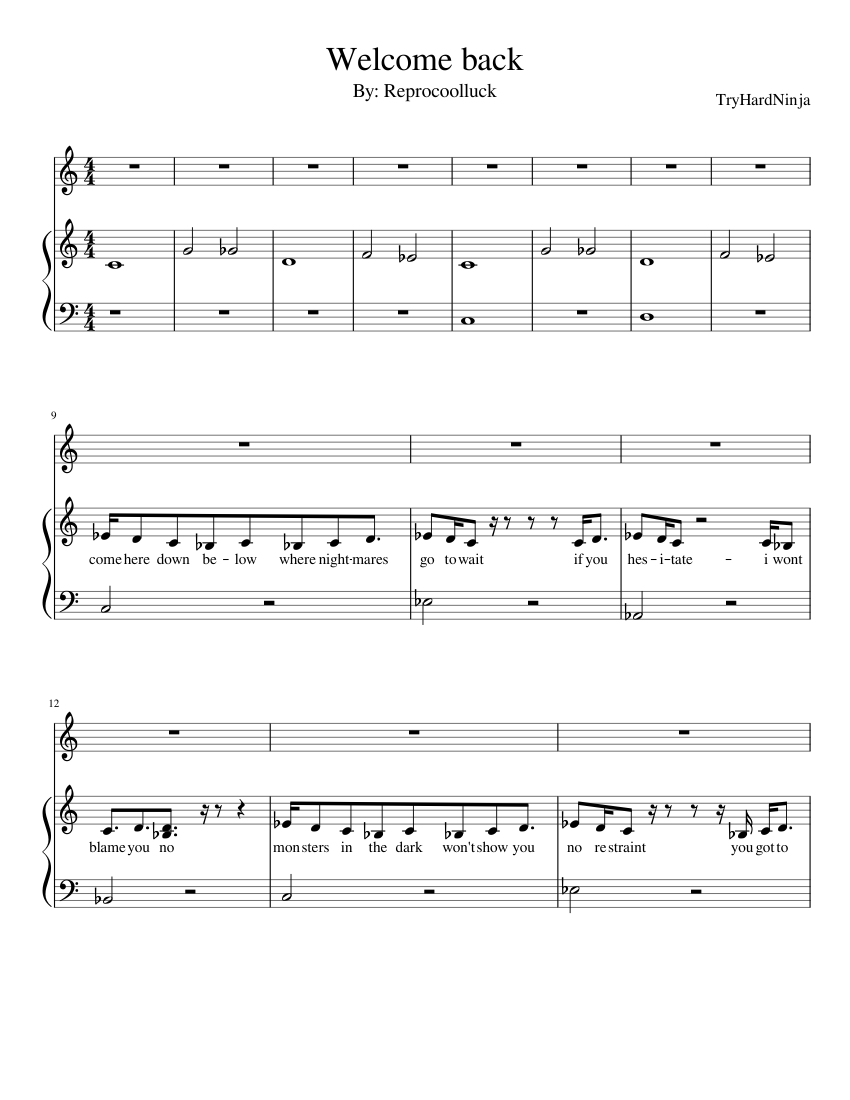 Welcome back Sheet Music for Piano, Vocals (Piano-Voice) | MuseScore.com