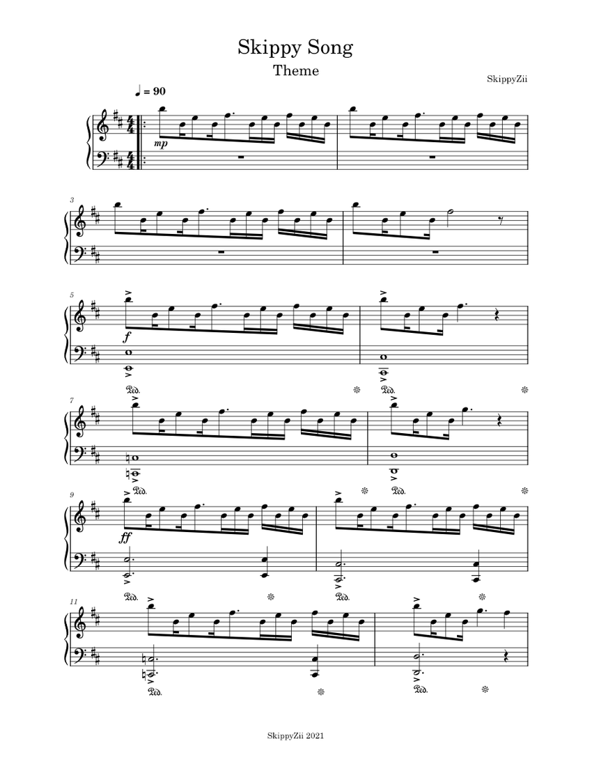 Skippy Song Sheet music for Piano (Solo) | Musescore.com