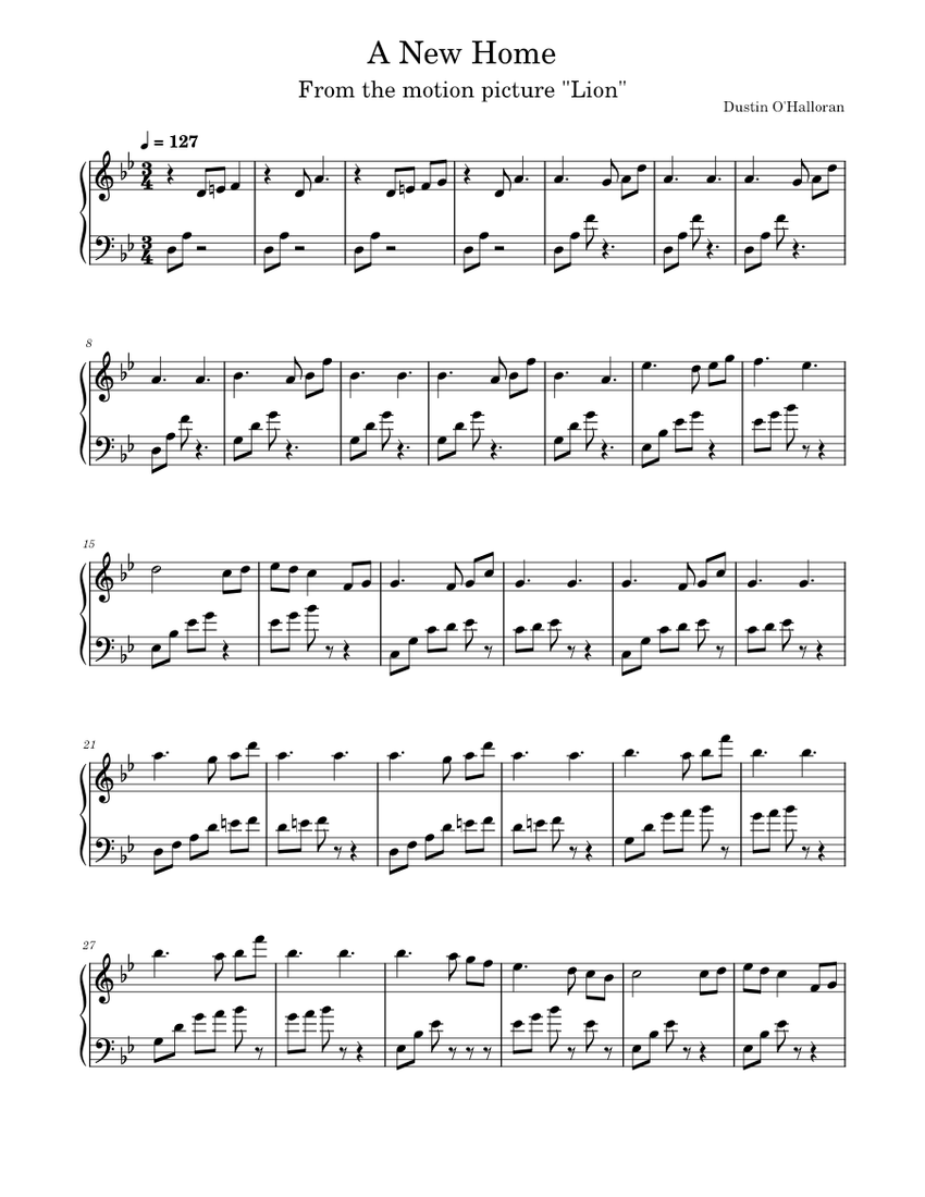 A New Home - Dustin O'Halloran / Hauschka Sheet Music for Piano (Solo ...