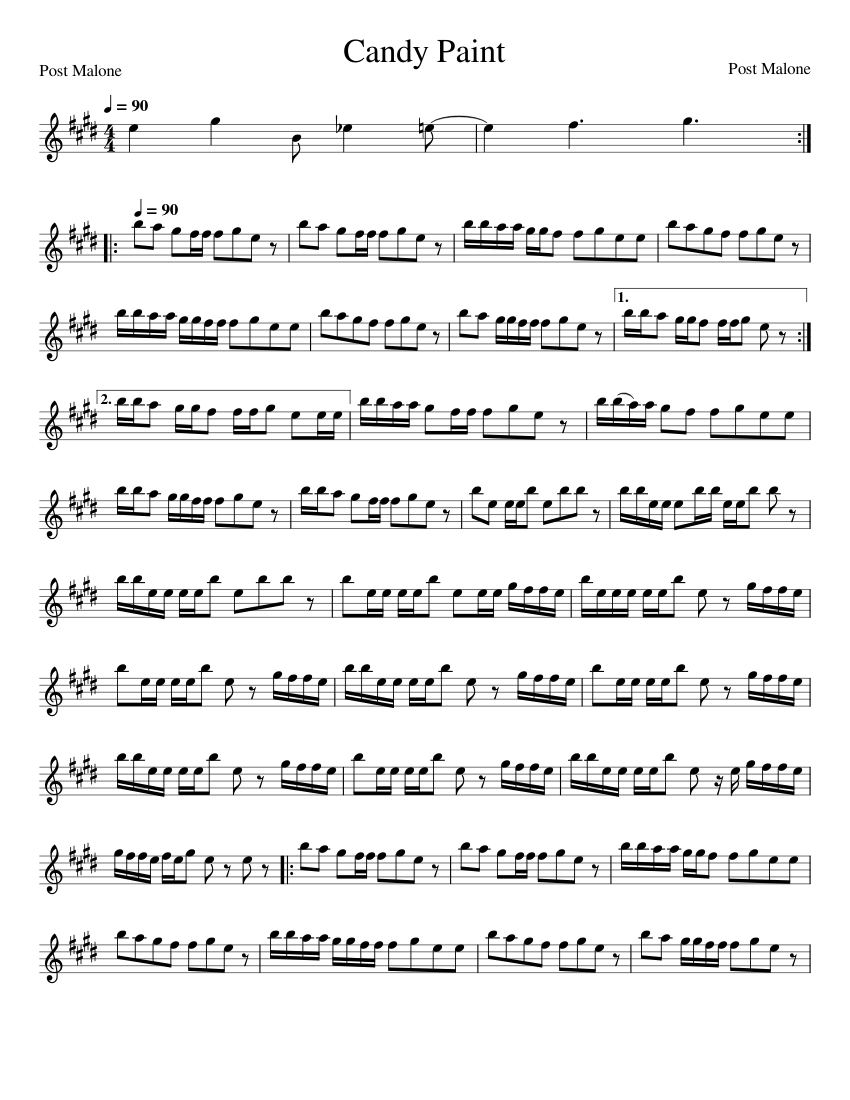 Candy paint – Post Malone Candy Paint - Post Malone Sheet music for ...