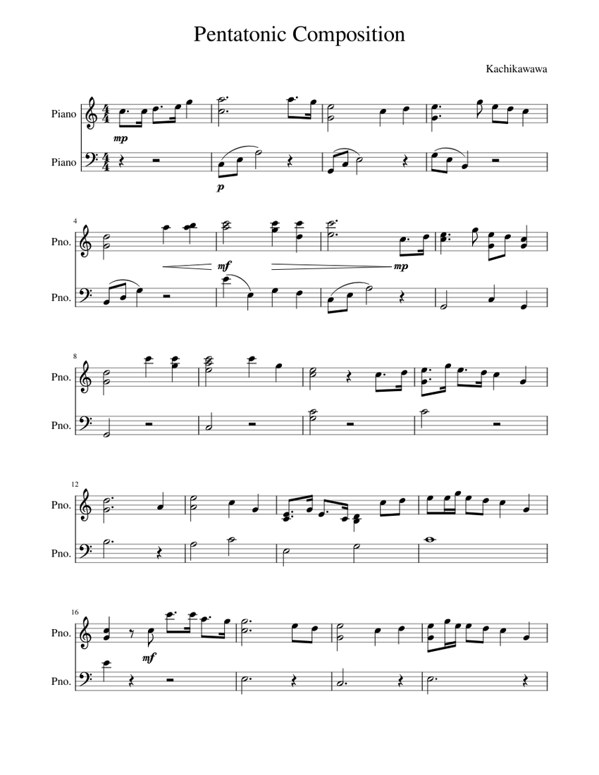 Pentatonic Composition Sheet music for Piano (Piano Duo) | Musescore.com