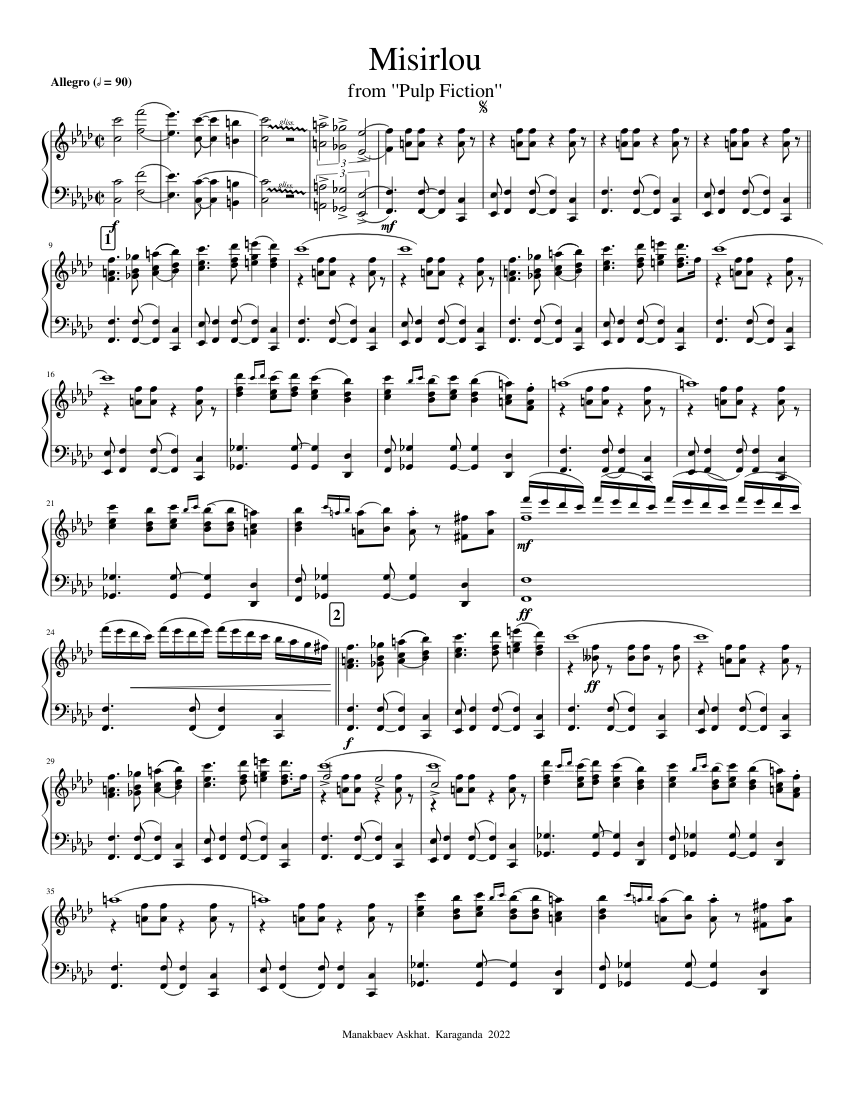 Misirlou Sheet Music for Piano (Solo) | MuseScore.com