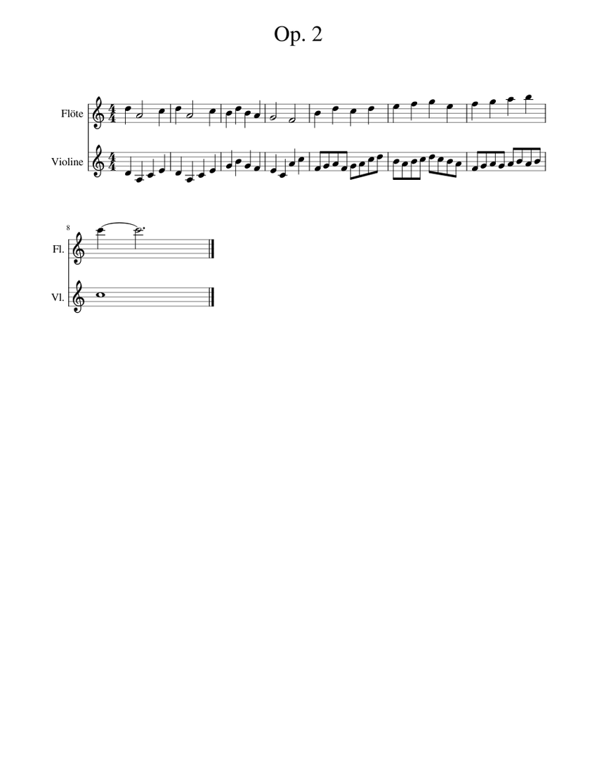 Op. 2 Sheet music for Flute, Violin (Mixed Duet) | Musescore.com