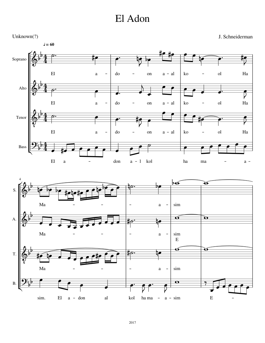 El Adon Sheet music for Bass guitar (Solo) | Musescore.com