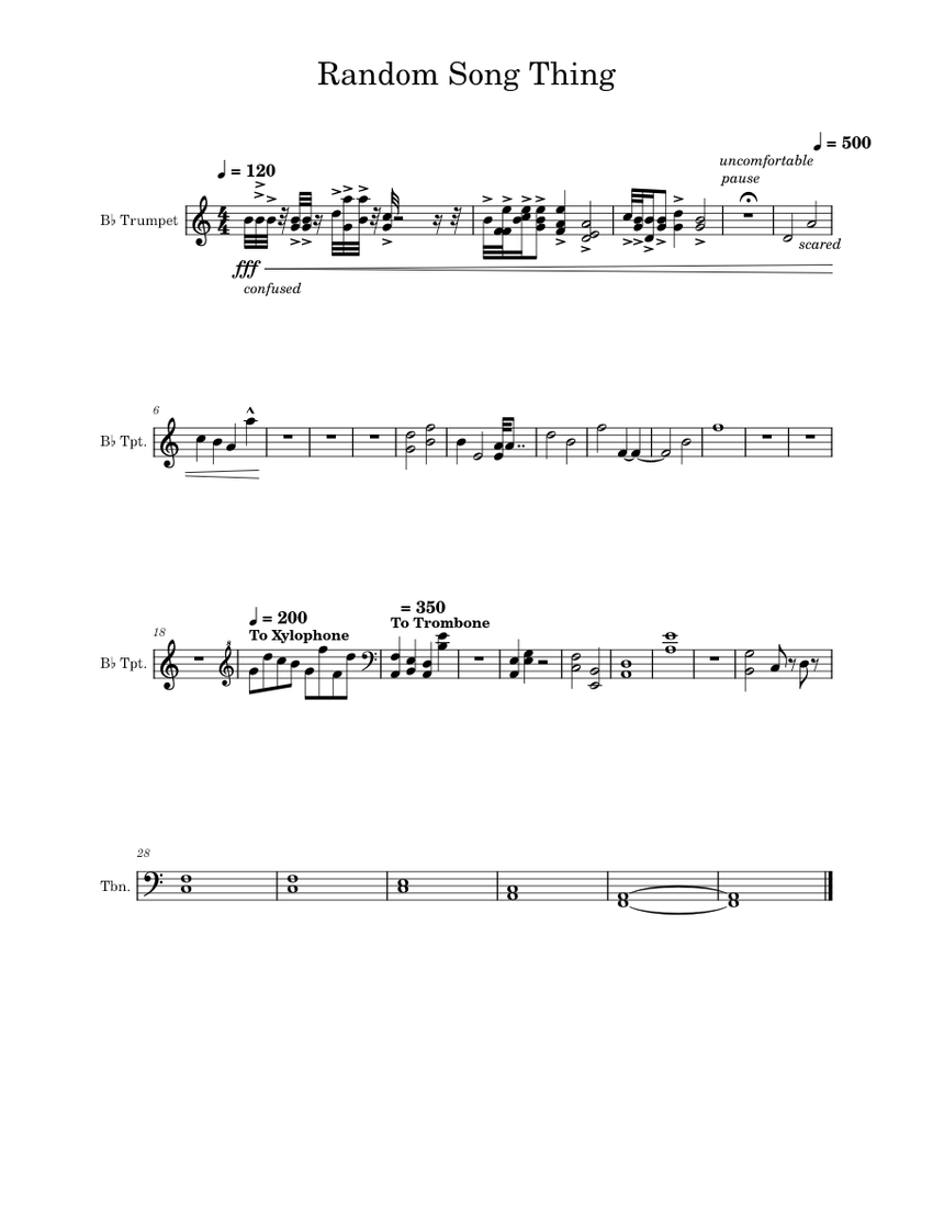 Random Song Thing Sheet music for Trumpet in b-flat (Mixed Quintet ...
