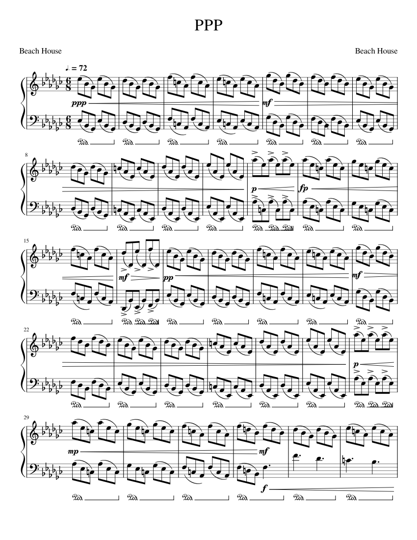 PPP- Beach House Sheet Music for Piano (Solo) | MuseScore.com