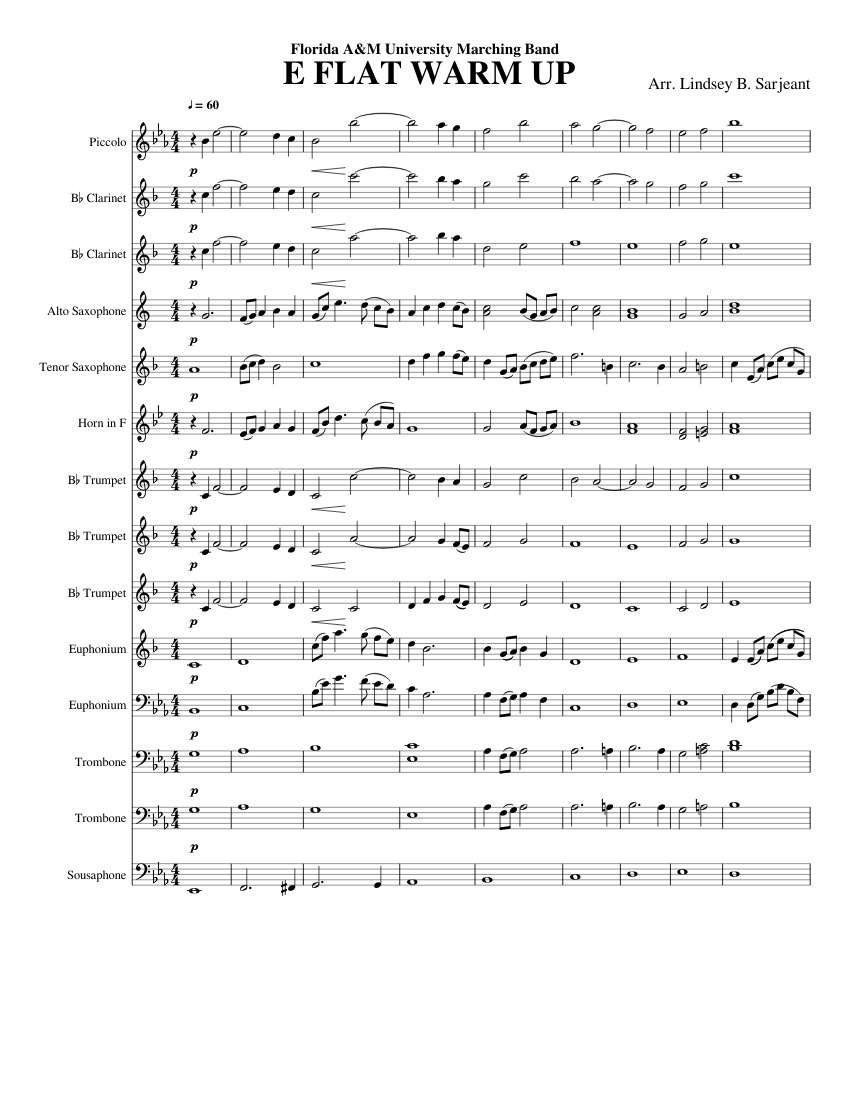 E FLAT WARM UP (FAMU) Sheet music for Trombone, Euphonium, Flute ...