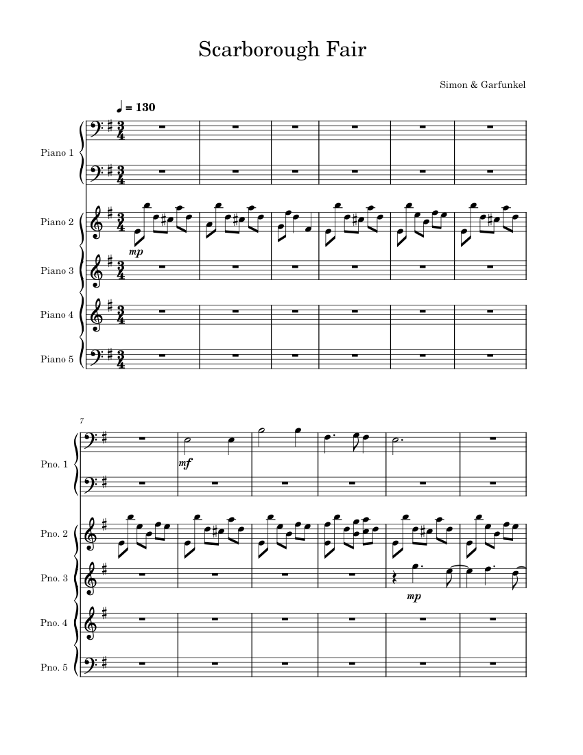 Scarborough fair – Simon & Garfunkel Scarborough Fair Sheet Music for ...