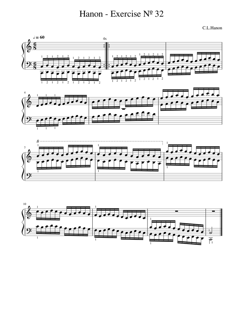 Hanon - Exercise Nº 32 Sheet Music for Piano (Solo) | MuseScore.com