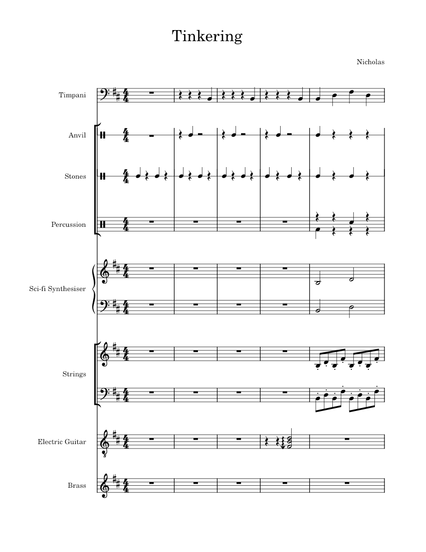 Tinkering - Nicholas Morrell Sheet Music for Timpani, Guitar, Drum ...