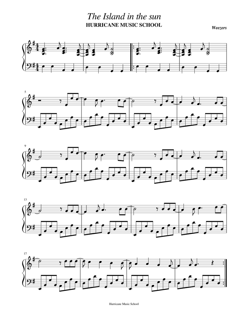 Island in the sun – Weezer The Island in the sun - piano tutorial