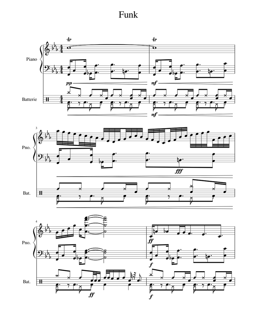 Funk Sheet music for Piano, Drum group (Mixed Duet) | Musescore.com