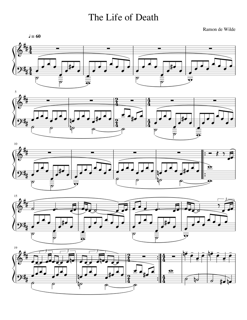 The Life of Death Sheet Music for Piano (Solo) easy | MuseScore.com
