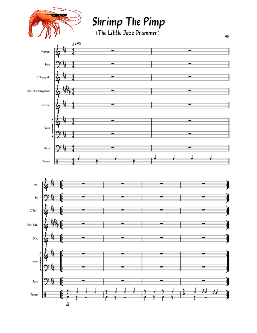 Shrimp The Pimp - Version 2 Sheet music for Piano, Female, Male ...