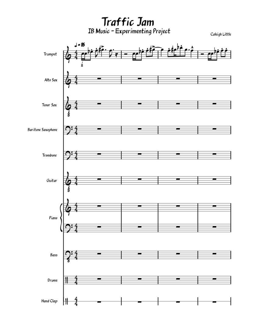 Traffic Jam Sheet Music for Piano, Trombone, Saxophone alto, Saxophone ...