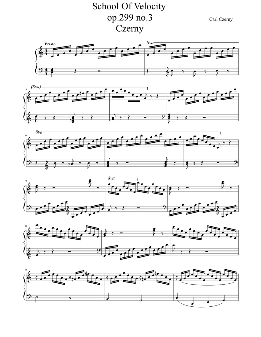 School Of Velocity Op.299 No.3 Czerny Sheet music for Piano (Solo ...