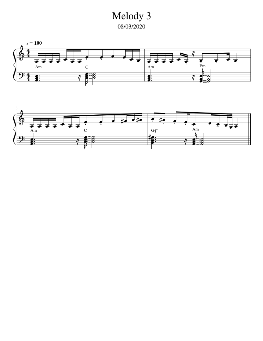 Melody 3 Sheet music for Piano (Solo) | Musescore.com