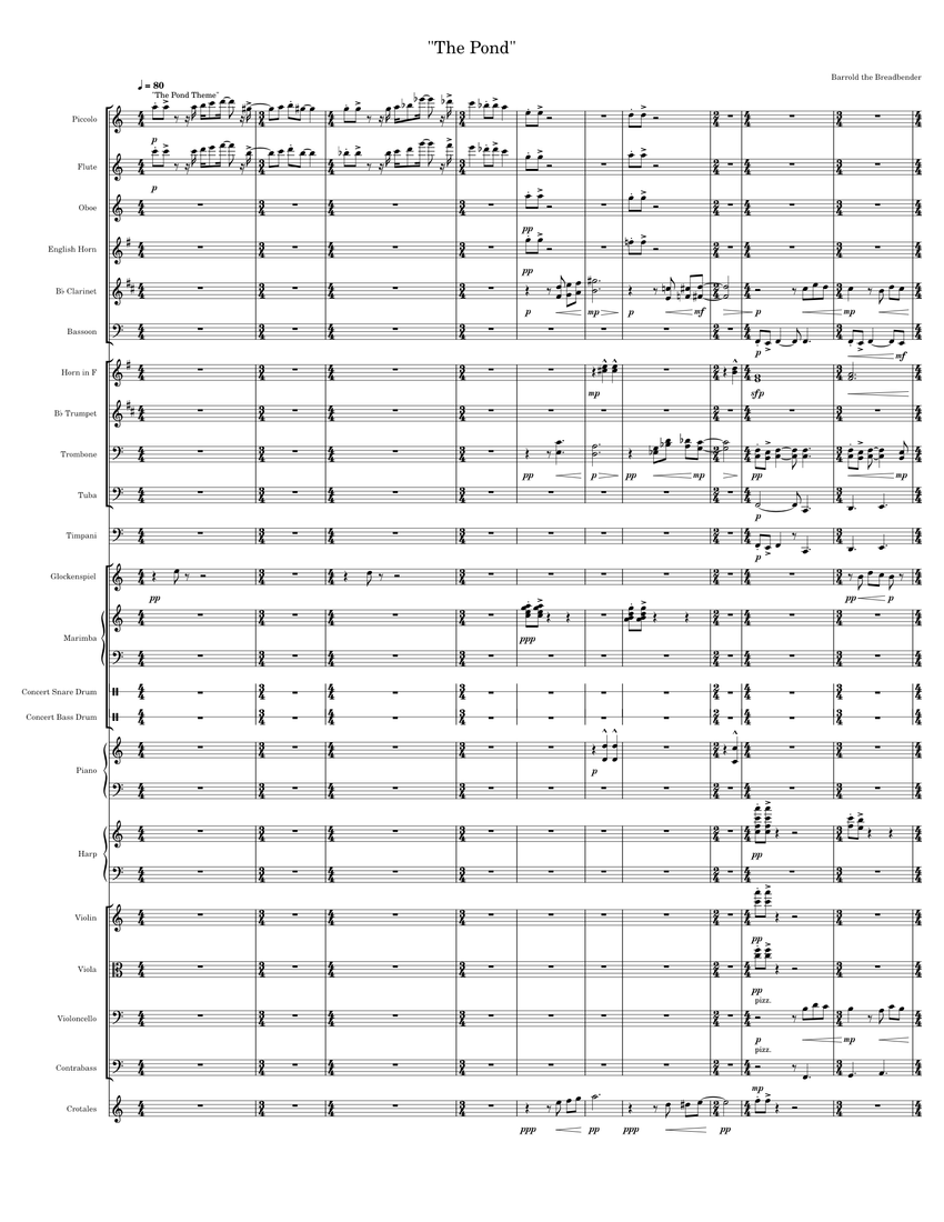 "The Pond" Sheet music for Piano, Trombone, Tuba, Flute piccolo & more ...