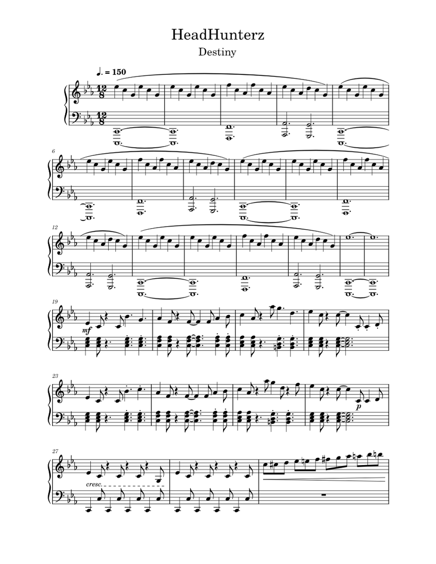HeadHunterz - Destiny Sheet Music for Piano (Solo) | MuseScore.com