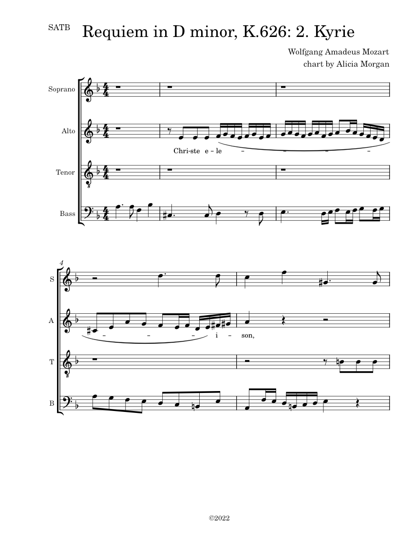 Requiem in D minor, K.626 – Wolfgang Amadeus Mozart Sheet music for Soprano, Alto, Tenor, Bass ...