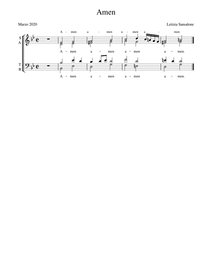 Amen Sheet music for Female, Male (SATB) | Musescore.com
