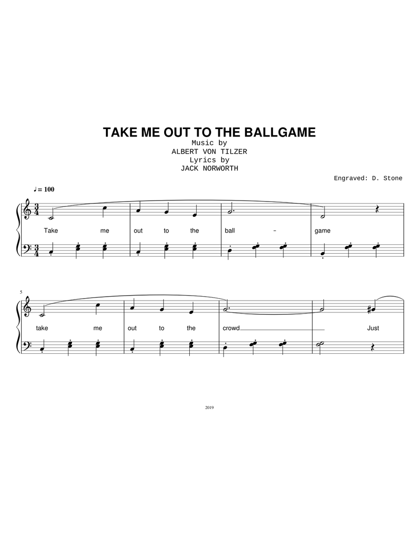Take Me Out to the Ballgame Sheet Music for Piano (Solo) easy ...
