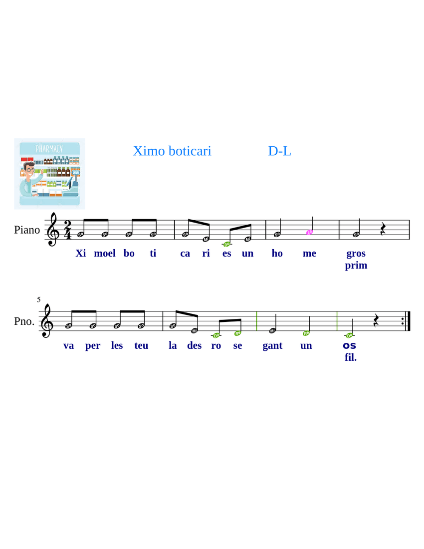 Ximo boticari D-R-M-F-S-L Sheet Music for Piano (Solo) Easy | MuseScore.com