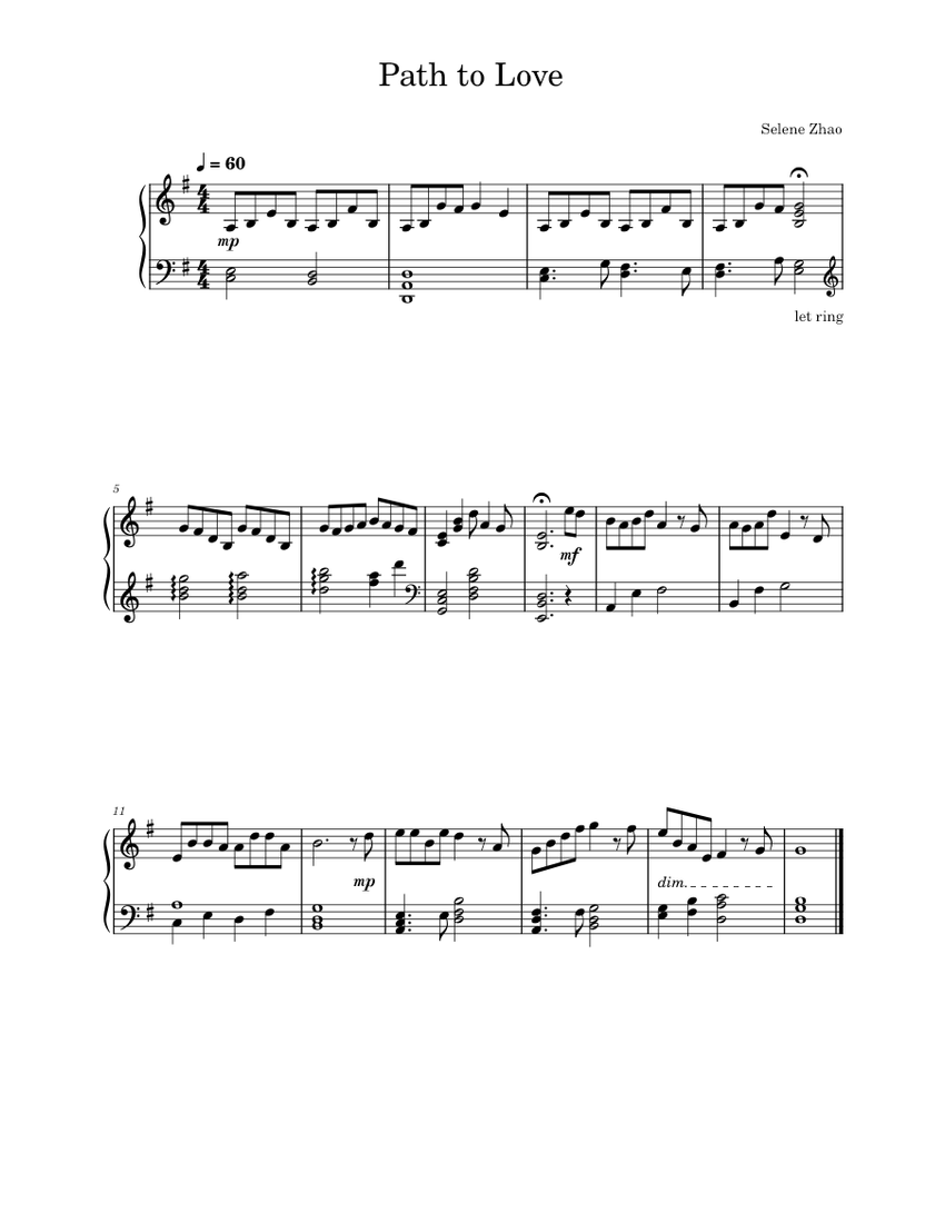 Path to Love Sheet Music for Piano (Solo) Easy | MuseScore.com