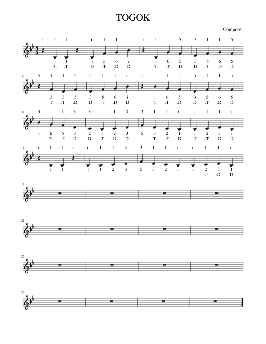 TOGOK Sheet music for Piano (Solo) Easy | Musescore.com