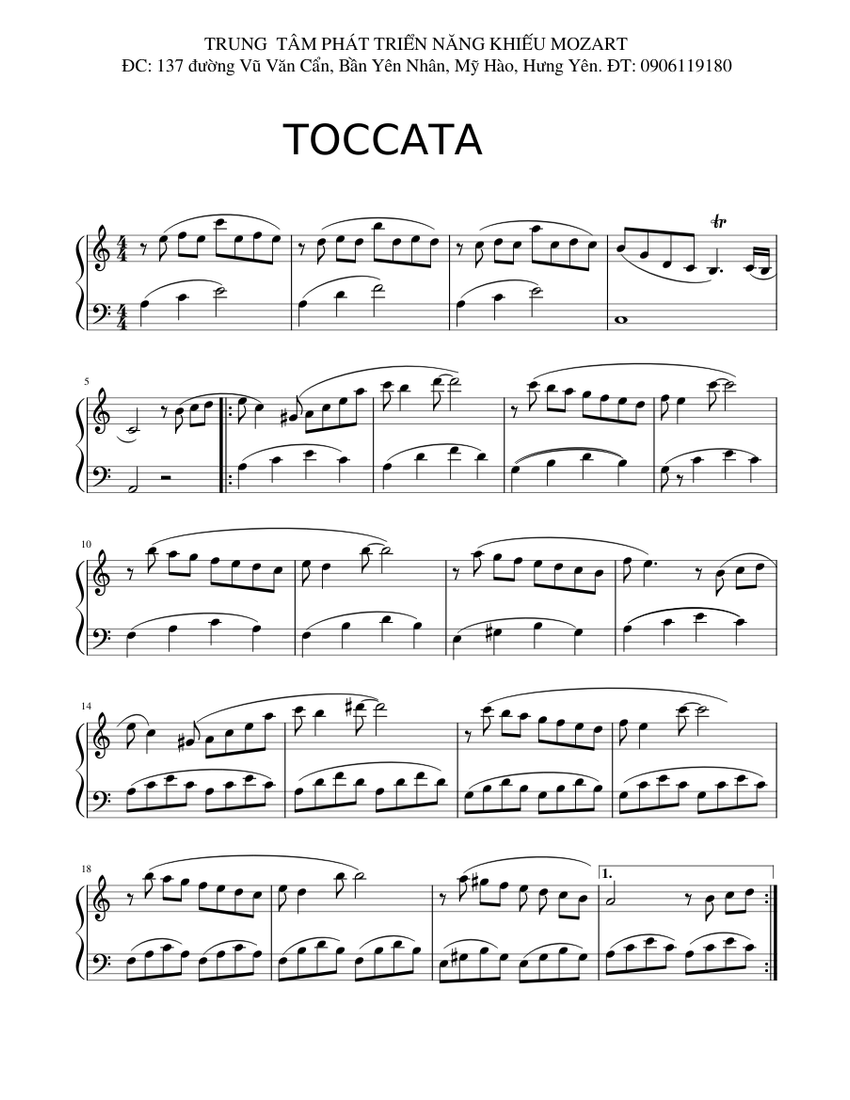 TOCCATA SHEET Sheet Music for Piano (Solo) easy | MuseScore.com