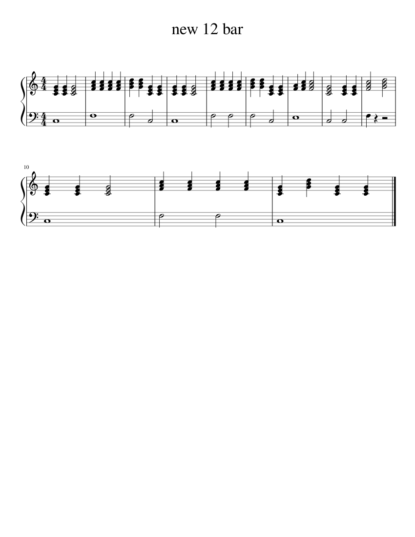 New 12 bar Sheet music for Piano (Solo) Easy | Musescore.com