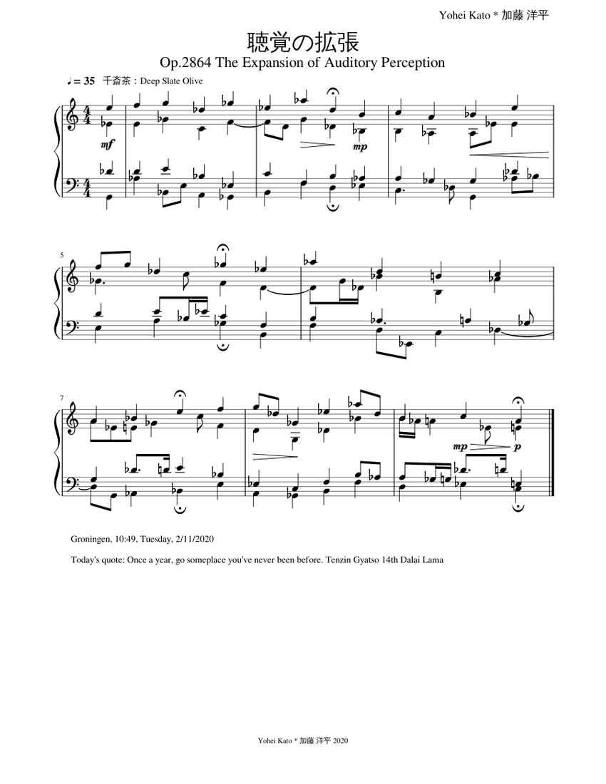 Op.2864 聴覚の拡張_The Expansion of Auditory Perception Sheet music for ...