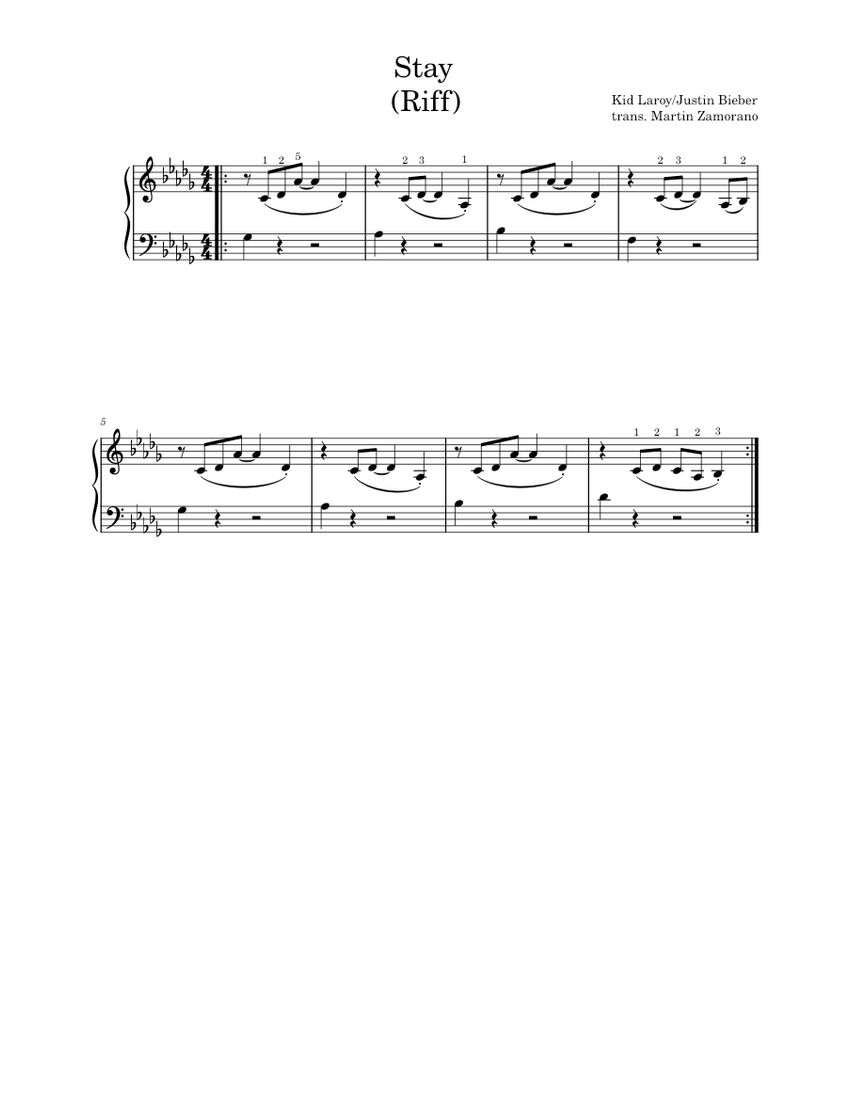 Stay – The Kid LAROI Stay_(Riff) Sheet Music for Piano (Solo) easy ...