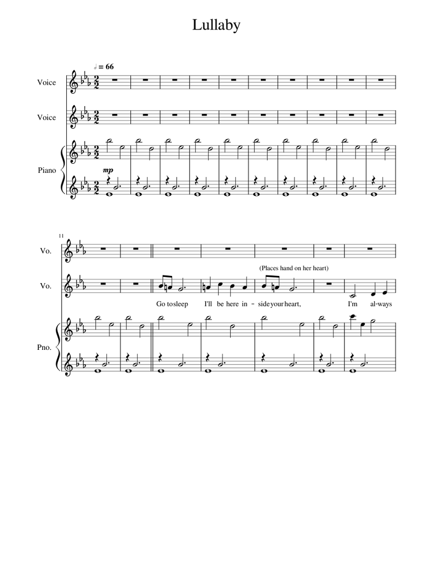 Lullaby Sheet music for Piano, Vocals (Mixed Trio) | Musescore.com