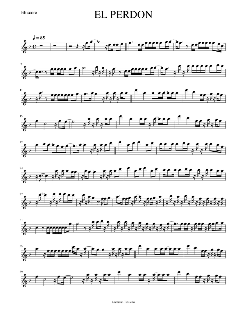El perdón – Nicky Jam (ALTO SAX RMX) Sheet music for Saxophone alto ...