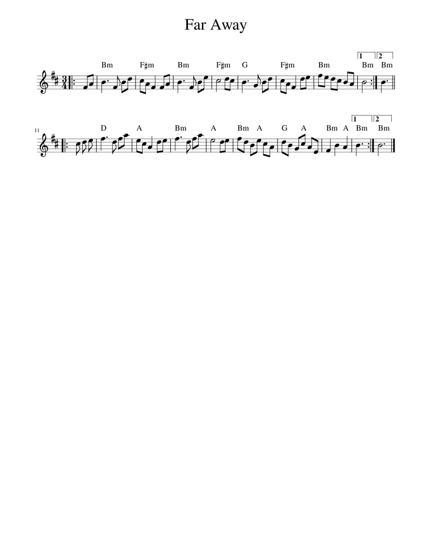 Far Away Sheet music for Piano (Solo) Easy | Musescore.com